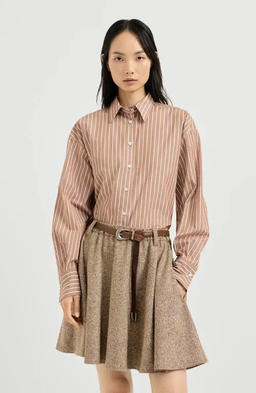 Brunello Cucinelli Striped Cotton Poplin Shirt - Dattero