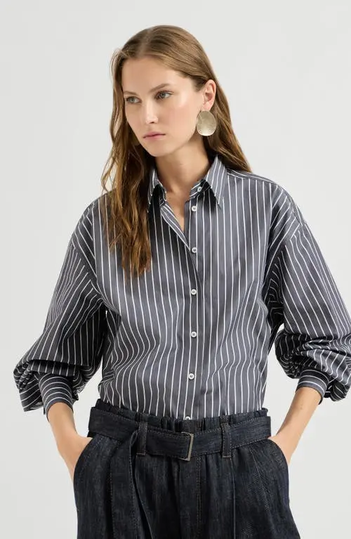 Brunello Cucinelli Striped Cotton Poplin Shirt