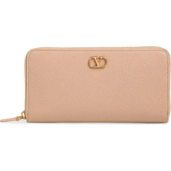 Valentino Garavani Vlogo Zip Around Leather Continental Wallet - Rose