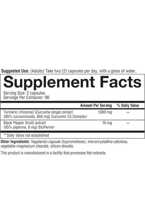 YOUTHEORY Extra Strength Turmeric Curcumin Supplement 1000 Mg 180 Vegetarian Capsules
