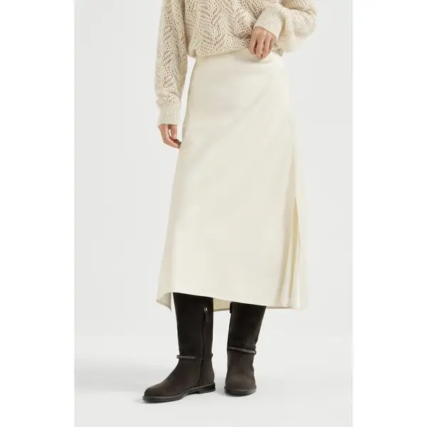 Brunello Cucinelli Satin Cady Fluid Pencil Skirt