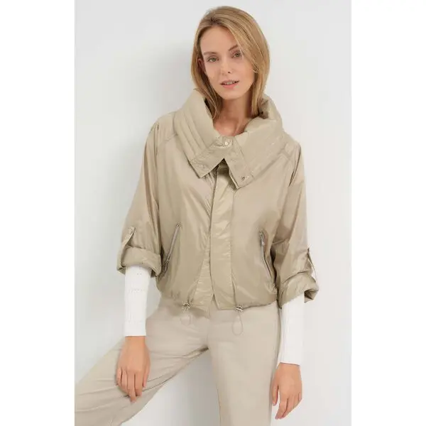 Anatomie Casey Cropped Windbreaker With Shawl Collar