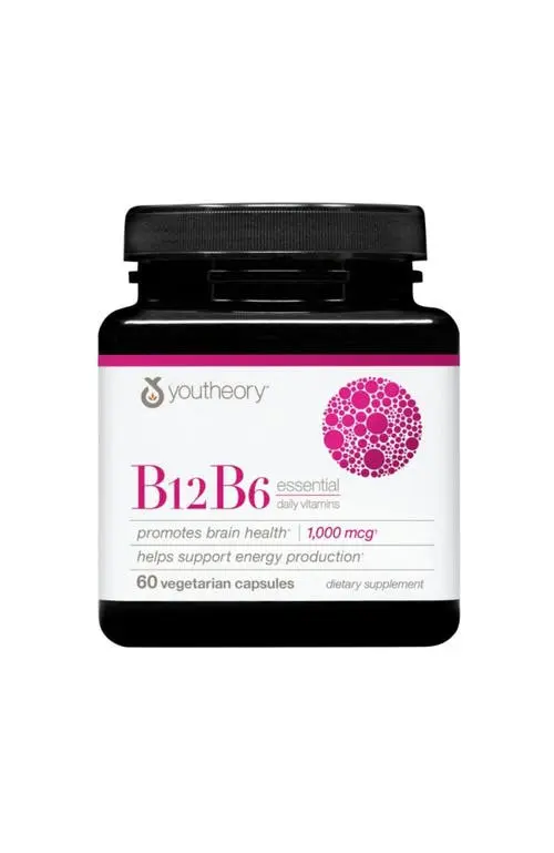 YOUTHEORY Vegan B12 And B6 Brain Health Energy Support Supplement 60 Vegetarian Capsules - None