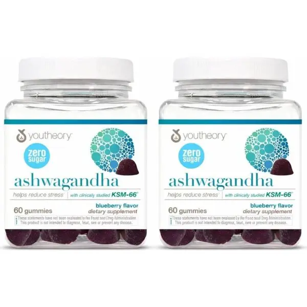 YOUTHEORY Ashwagandha Organic Stress Energy Support Gummies 60ct - None