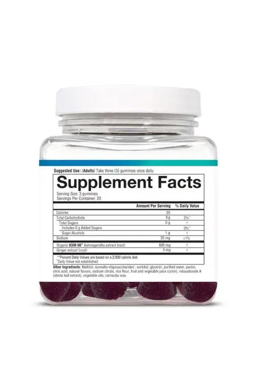 YOUTHEORY Ashwagandha Organic Stress Energy Support Gummies 60ct