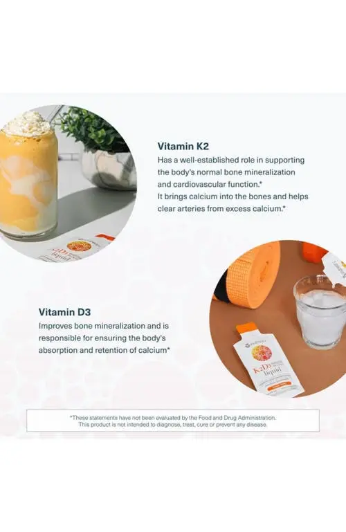 YOUTHEORY K2 And D3 Daily Vitamin Supplement Liquid Peach Flavor 1oz