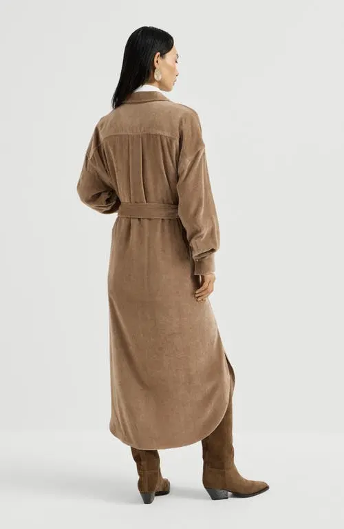 Brunello Cucinelli Fluid Corduroy Shirt Dress - Cappuccino