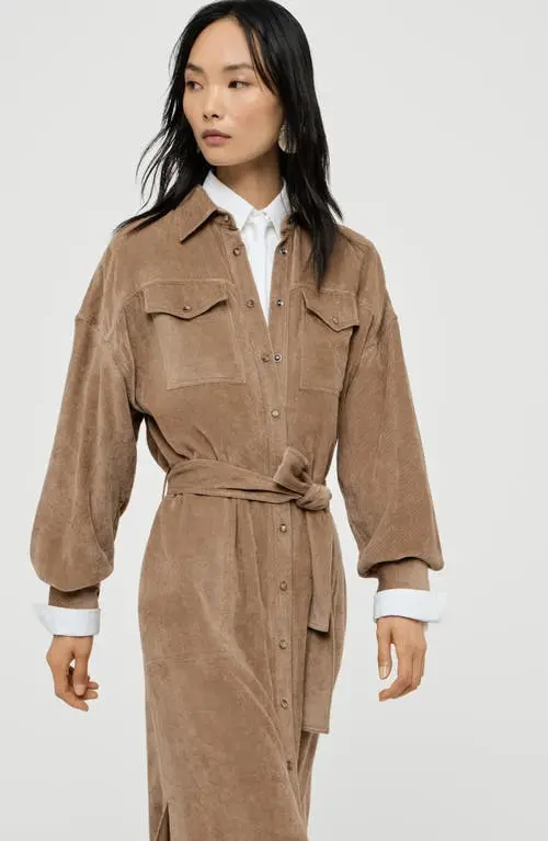 Brunello Cucinelli Fluid Corduroy Shirt Dress - Cappuccino