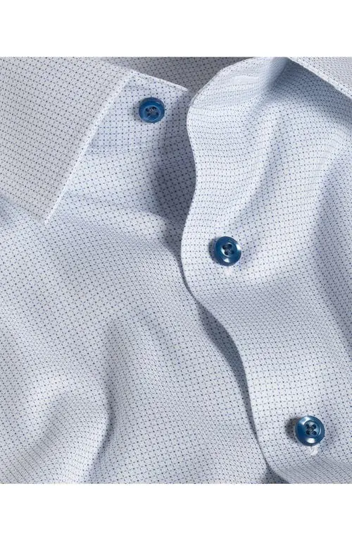 David Donahue Trim Fit Micro Geometric Stretch Dress Shirt