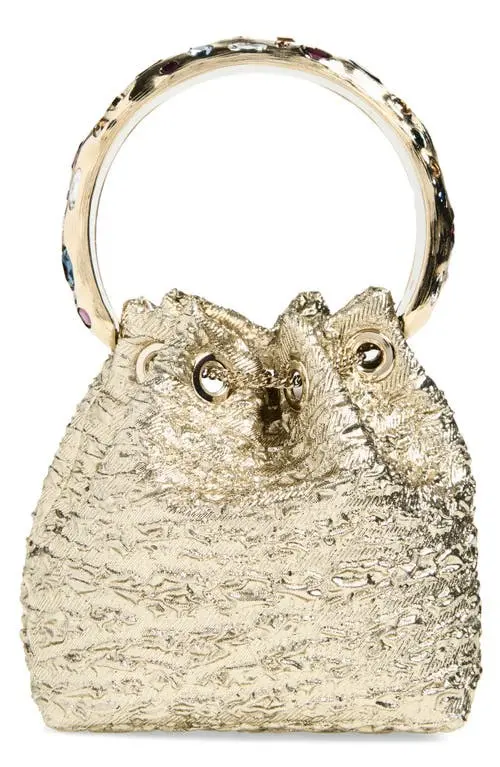 JIMMY CHOO Bon Bon Puckered Metallic Jacquard Top Handle Bag