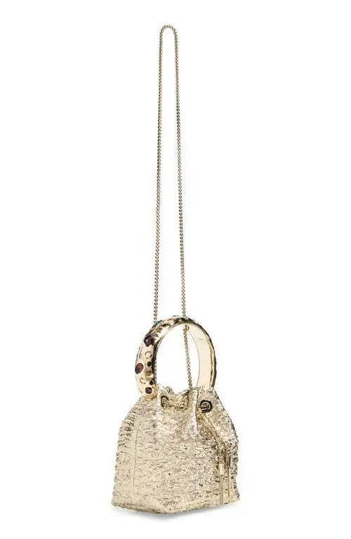 JIMMY CHOO Bon Bon Puckered Metallic Jacquard Top Handle Bag