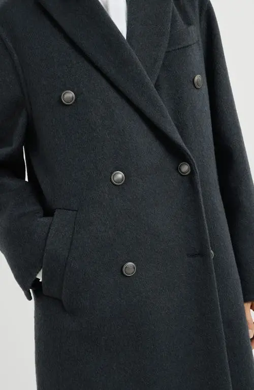 Brunello Cucinelli Hand-crafted Cashmere Beaver Double Cloth Coat With Monili Embellishment