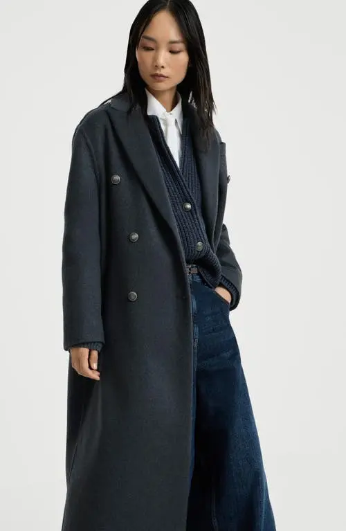 Brunello Cucinelli Hand-crafted Cashmere Beaver Double Cloth Coat With Monili Embellishment