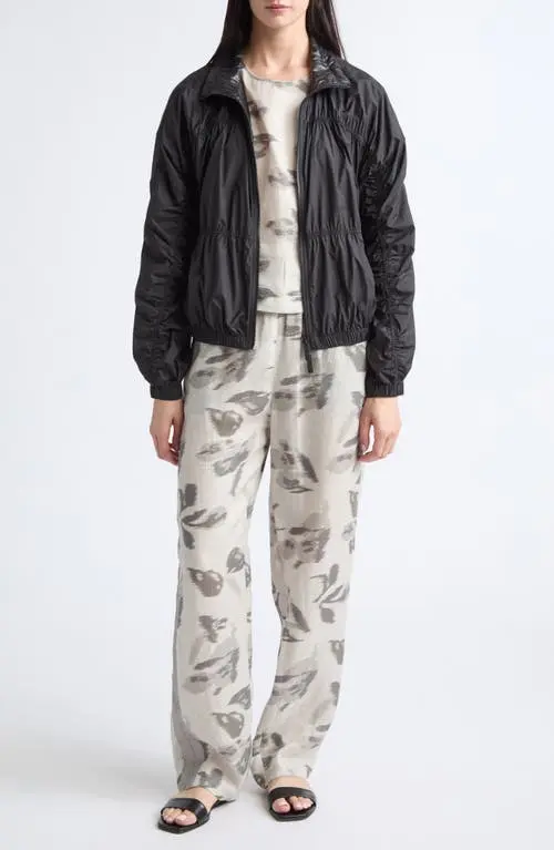 Emporio Armani Patterned Linen Wide-leg Pants - Light Grey
