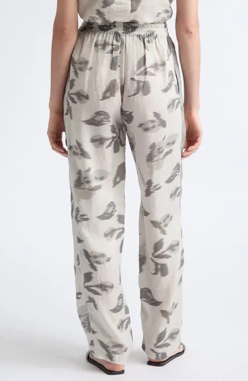 Emporio Armani Patterned Linen Wide-leg Pants - Light Grey