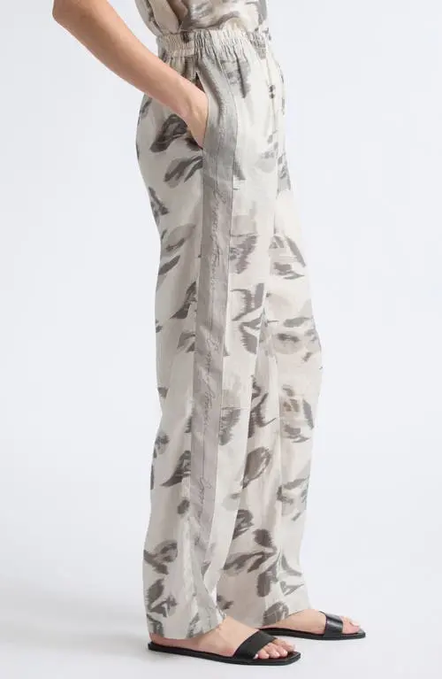 Emporio Armani Patterned Linen Wide-leg Pants - Light Grey