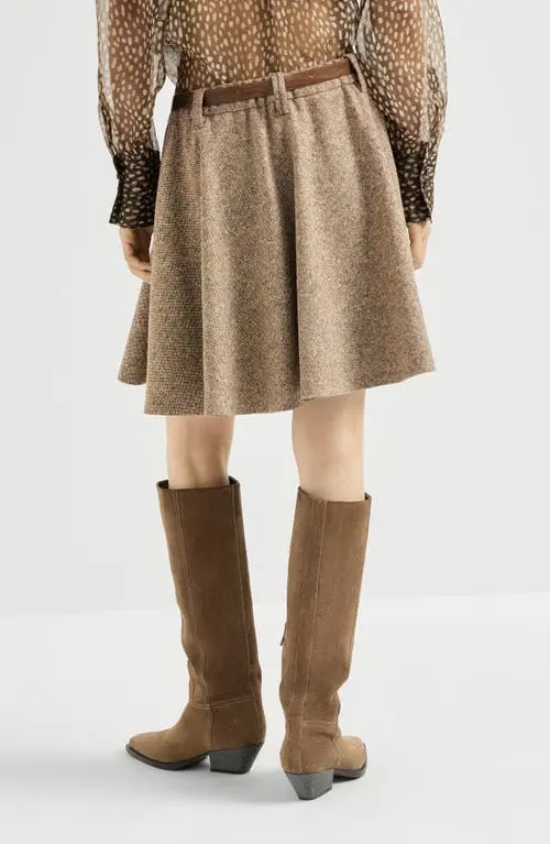 Brunello Cucinelli Virgin Wool Donegal Mini Circle Skirt With Monili