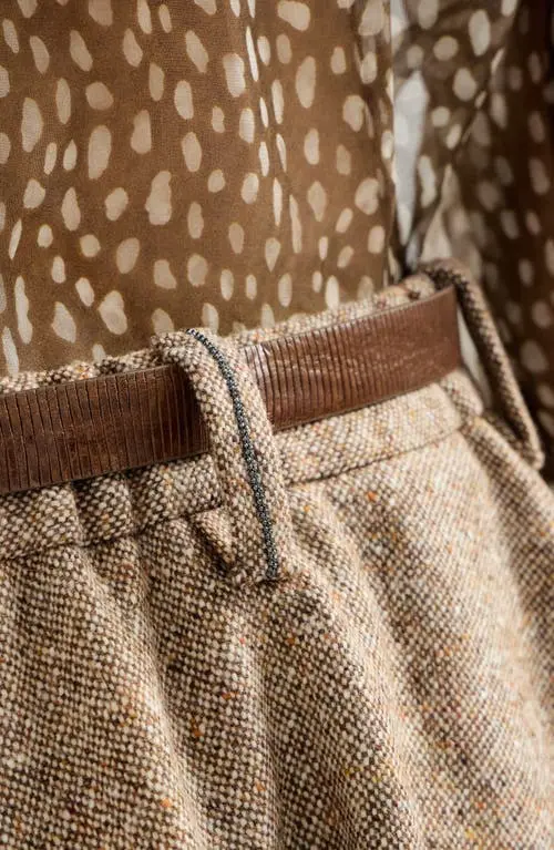 Brunello Cucinelli Virgin Wool Donegal Mini Circle Skirt With Monili