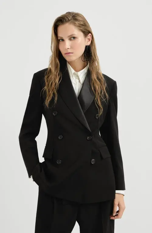 Brunello Cucinelli Viscose And Virgin Wool Tuxedo Jacket With Monili