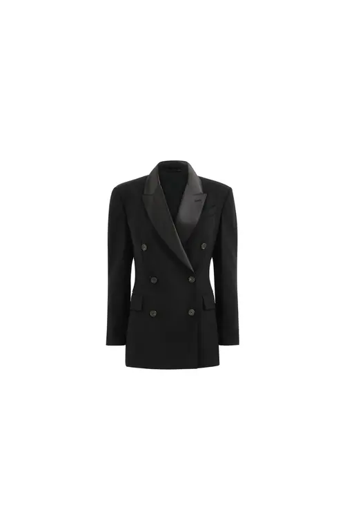 Brunello Cucinelli Viscose And Virgin Wool Tuxedo Jacket With Monili