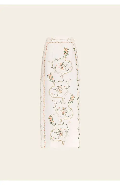 Agua Bendita Tierra Navegante Floral Linen Midi Pareo Skirt