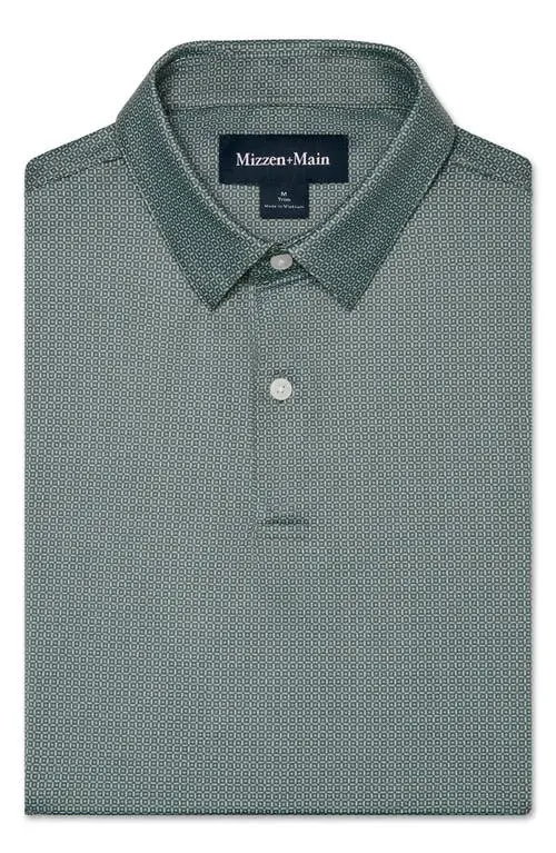 Mizzen+main Halyard Trim Fit Performance Polo - Hemlock Block Dot