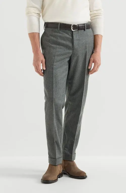 Brunello Cucinelli Virgin Wool Flannel Trousers - Medium Grey
