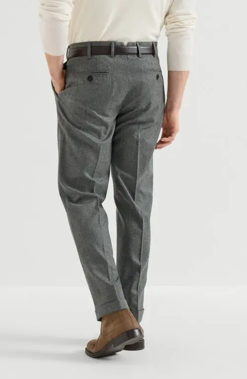 Brunello Cucinelli Virgin Wool Flannel Trousers - Medium Grey