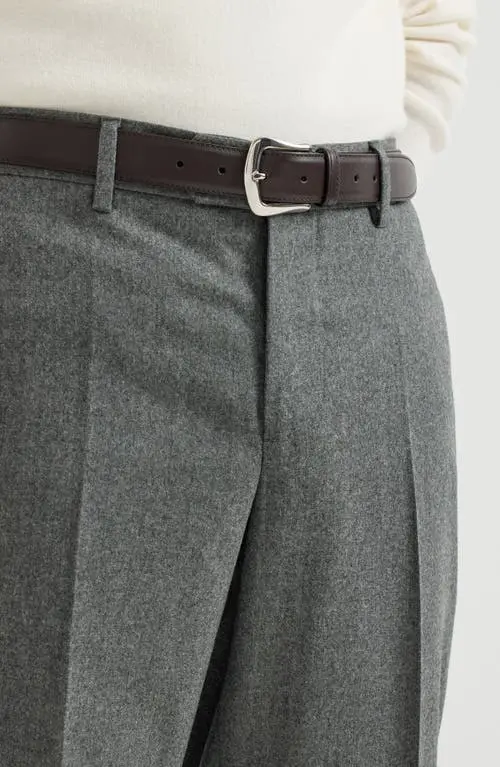 Brunello Cucinelli Virgin Wool Flannel Trousers - Medium Grey