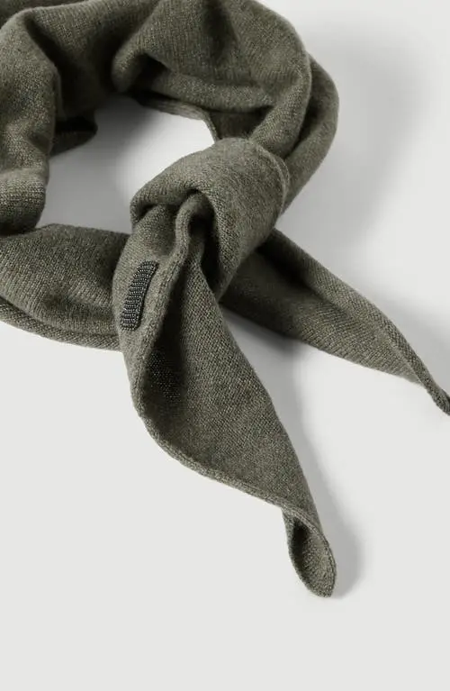 Brunello Cucinelli Cashmere Foulard With Monili - Origano