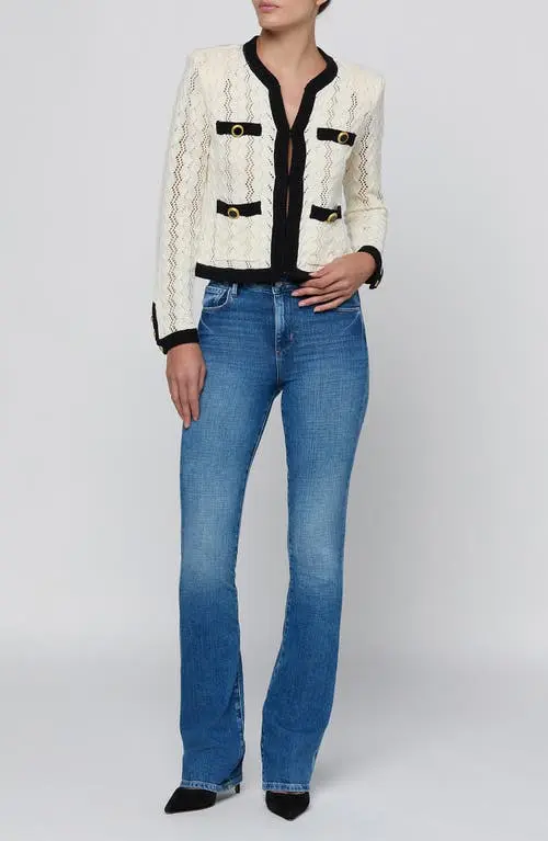 L'Agence Zephyra Pointelle Open Front Cardigan