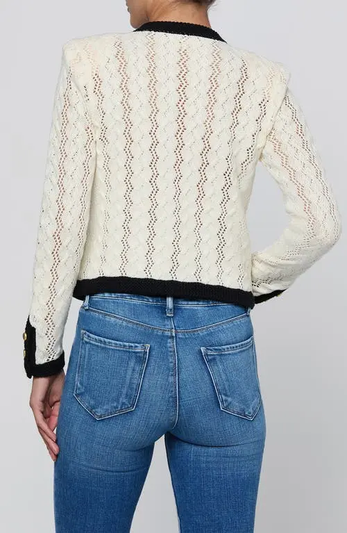 L'Agence Zephyra Pointelle Open Front Cardigan