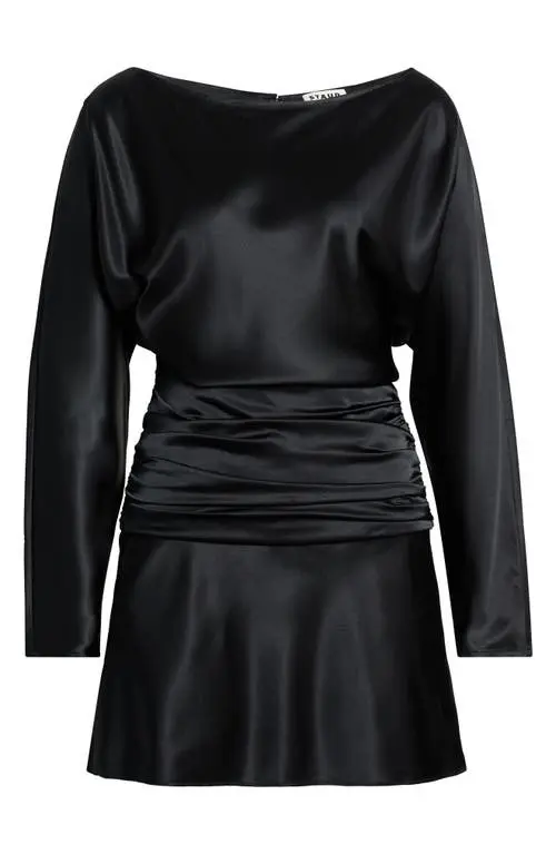 Staud Freda Long Sleeve Silk Blend Minidress - Black