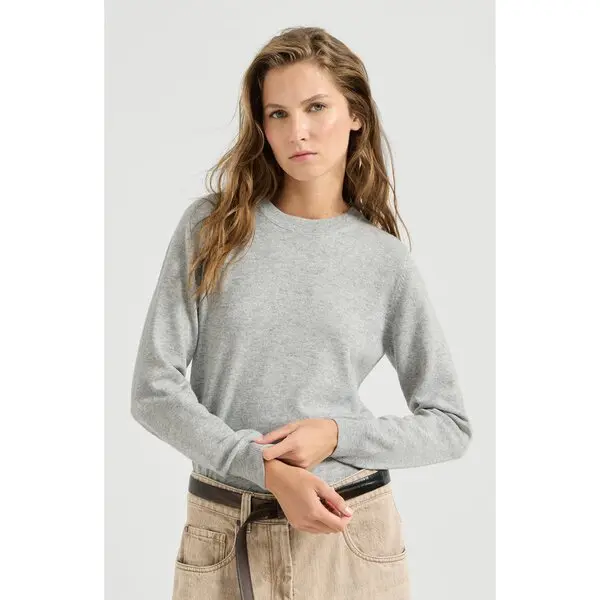 Brunello Cucinelli Cashmere Sweater With Monili Decoration - Pebble
