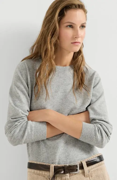 Brunello Cucinelli Cashmere Sweater With Monili Decoration - Pebble