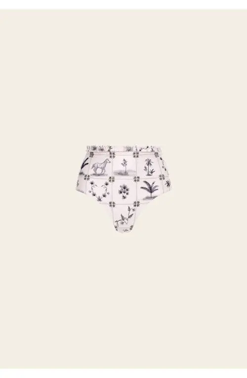 Agua Bendita Nopal Arena High Waisted Bikini Bottom With Ruffle Detail - Ivory
