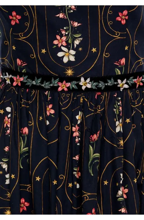 Agua Bendita Strapless Floral Embroidered Maxi Dress