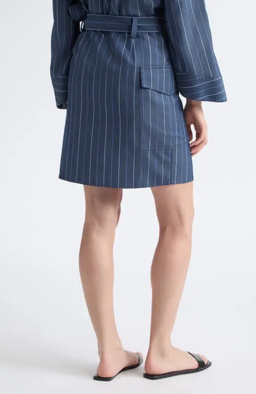 Emporio Armani Pinstriped Wrap Miniskirt - Striped Blue