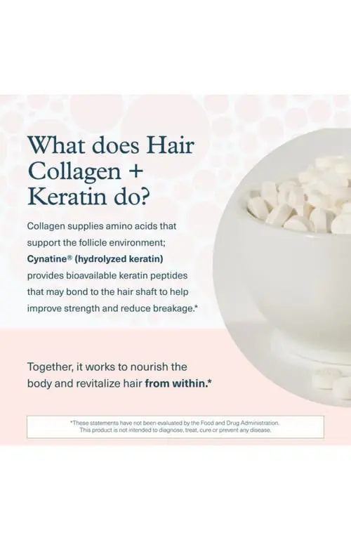 YOUTHEORY Hair Collagen Keratin Strength Support Supplement Tablets 120 Tablets