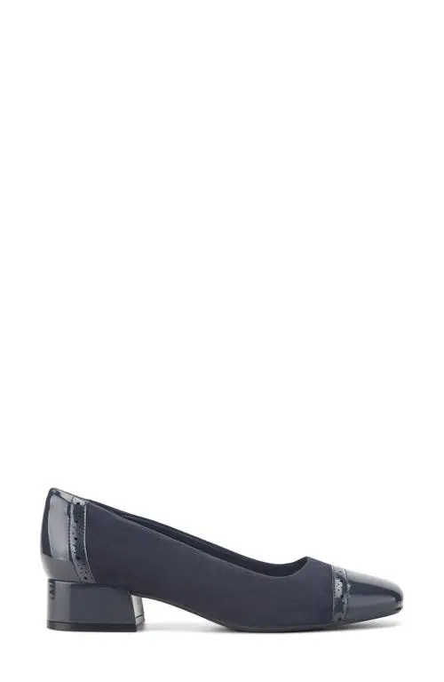Easy Spirit Jasmin Pump With Cap Toe And Block Heel - Blue
