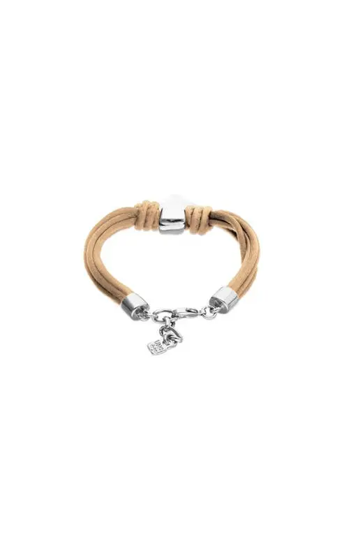 UNODE50 Silk-effect Thread Blend Bracelet With Leather And Heart Detail