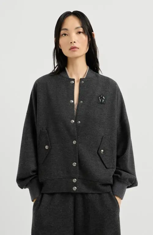 Brunello Cucinelli Cashmere Interlock Bomber-style Sweatshirt With Logo