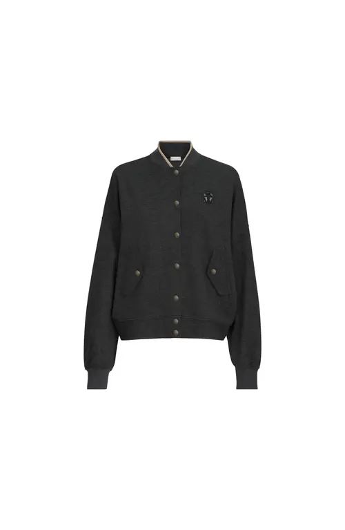 Brunello Cucinelli Cashmere Interlock Bomber-style Sweatshirt With Logo