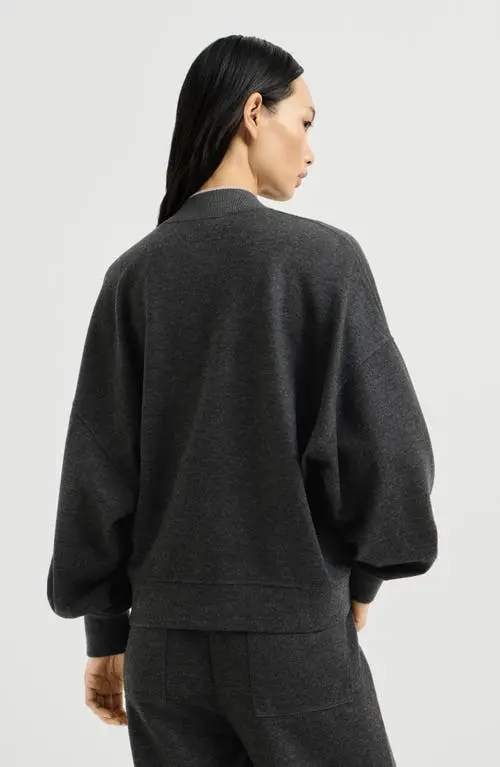 Brunello Cucinelli Cashmere Interlock Bomber-style Sweatshirt With Logo