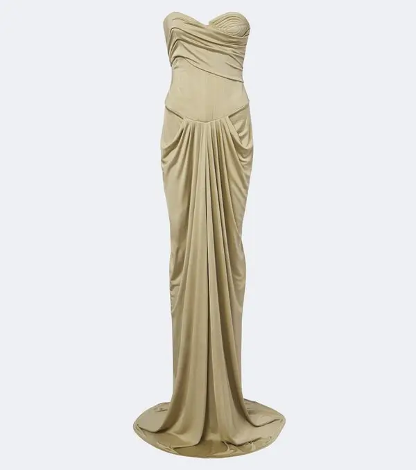 THE NEW ARRIVALS ILKYAZ OZEL Draped Gathered Corset Gown