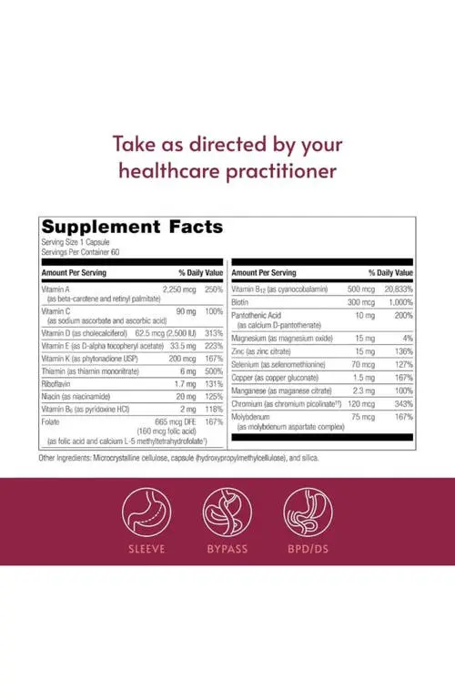 BARIATRIC ADVANTAGE High Potency Adek Multi Multivitamin Supplement 60 Capsules