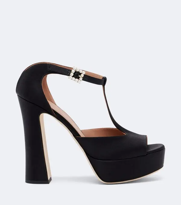 MALONE SOULIERS Nomi Embellished Satin Platform Sandals