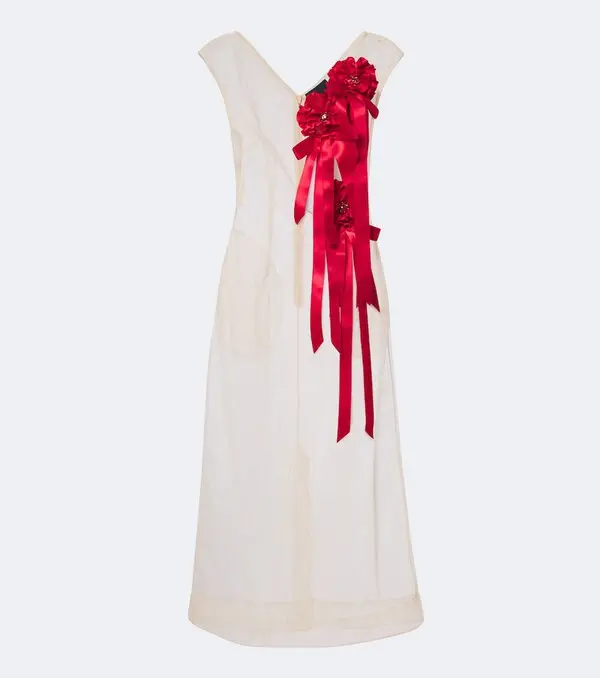 Simone Rocha Embellished Floral-appliqué Tulle Midi Dress