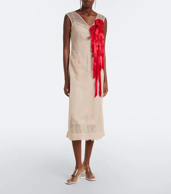 Simone Rocha Embellished Floral-appliqué Tulle Midi Dress