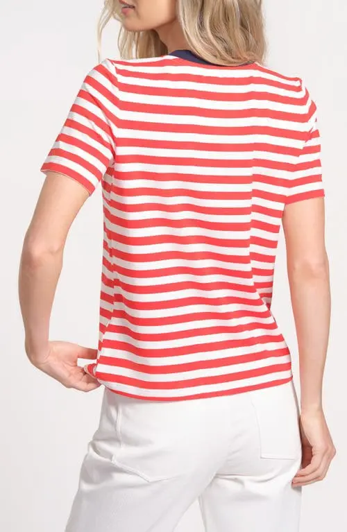 ISAAC MIZRAHI NEW YORK Striped Crewneck T-shirt - Red Multi